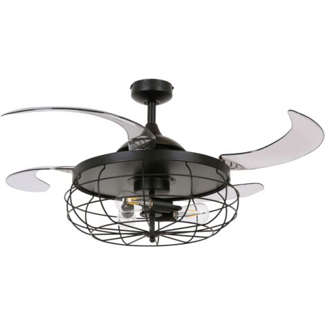 Retractable ceiling fan Fanaway Industri Black