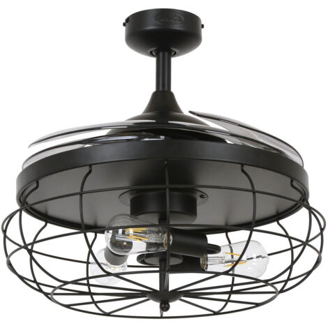 Retractable ceiling fan Fanaway Industri Black