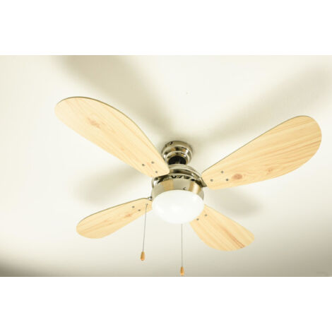 Ceiling fan Classic Nickel / Pine with Light