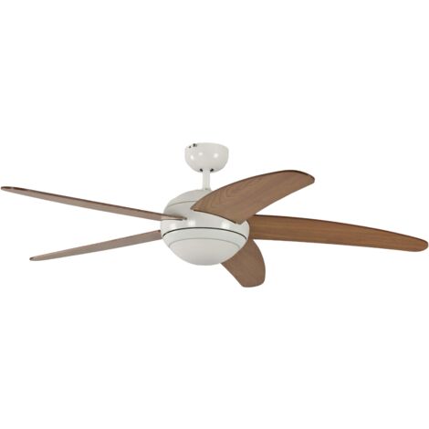 Ceiling Fan Melton White / Maple with Light and Remote
