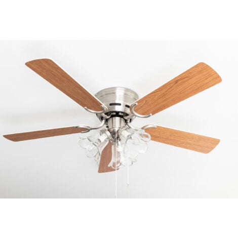Ceiling fan Kisa Deluxe BN White / Maple with lights