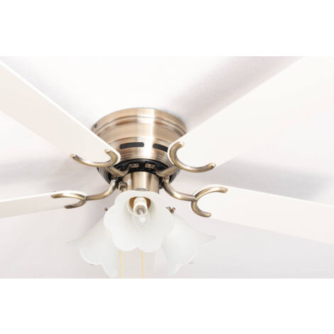 Ceiling fan Kisa Deluxe AB White / Maple with lights
