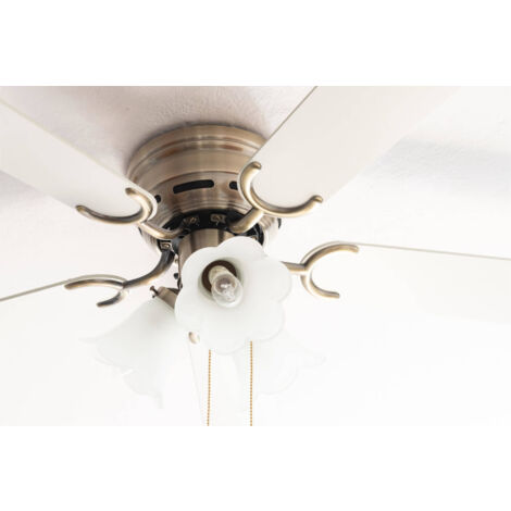 Ceiling fan Kisa Deluxe AB White / Maple with lights