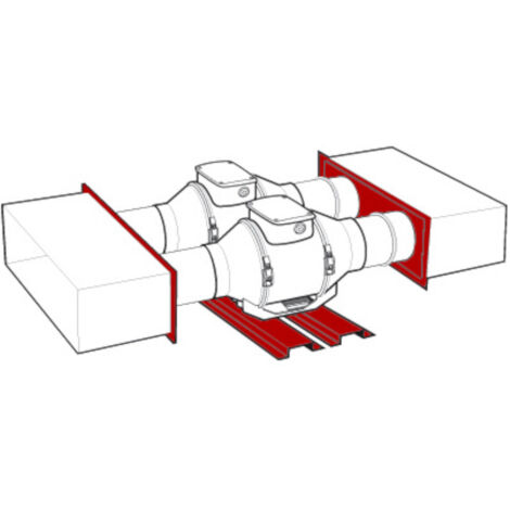 PIK guide bar and connecting plates for mounting 2 Lineo fans in parallel