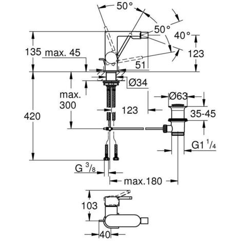GROHE Plus Einhand-Bidetbatterie, DN 15, mit