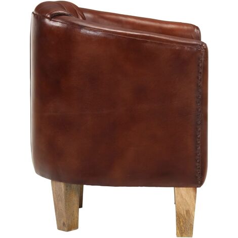 Furniture Limited - Sillón butaca de cuero auténtico marrón