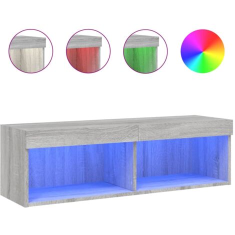 Furniture Limited - Mueble para TV con luces LED gris Sonoma
