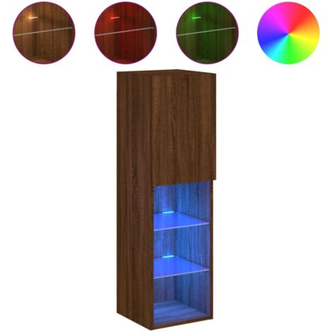 Furniture Limited - Mueble para TV con luces LED roble marrón