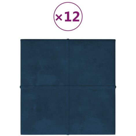 Furniture Limited - Paneles de pared 12 uds terciopelo azul 30x30
