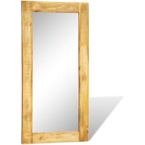 Espejo rectangular de pared con marco de madera maciza 120 x 60
