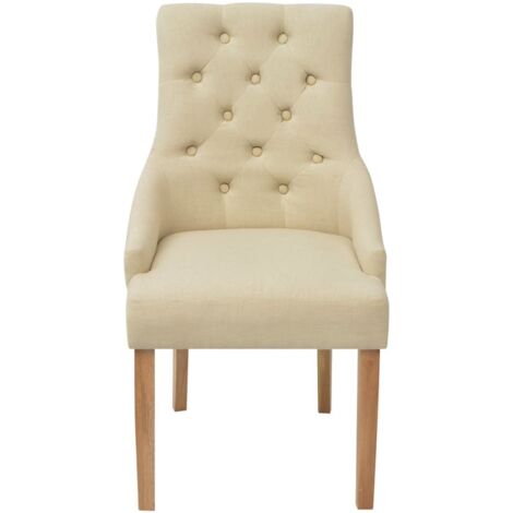 Maison Exclusive - Sillas de comedor 2 unidades tela color crema