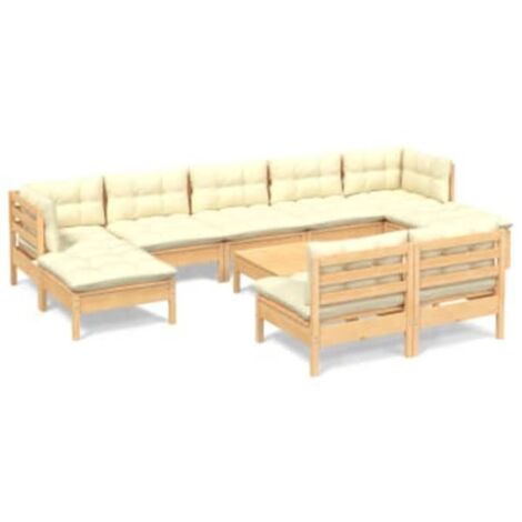 Maison Exclusive - Muebles de jardín 10 piezas cojines madera de pino ...