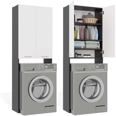 POLA - Mobile da Bagno Sopra la Lavatrice - Antracite / Bianco - 64 x ...