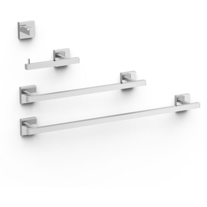 Ensemble de 2 Porte-serviettes et 1 Dérouleur à papier WC Chrome - TRES ...