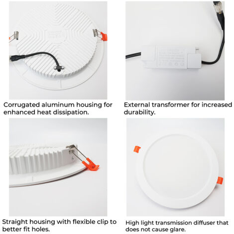 Downlight LED Circular Empotrable Aluminio- Corte: Ø 190mm - 25W- Alta ...