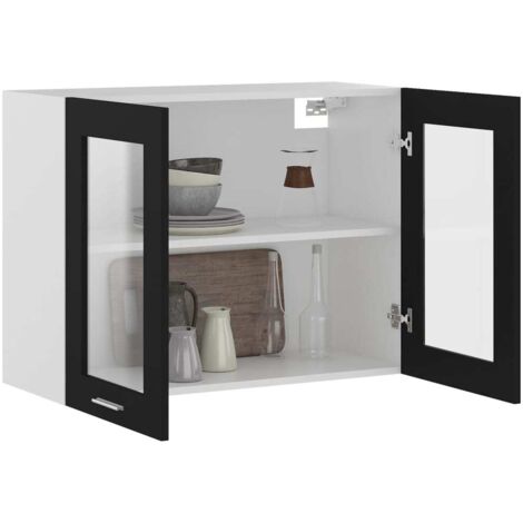 Maison Exclusive - Mobile Pensile con Vetro “Lyon” Nero 80x31x60 cm