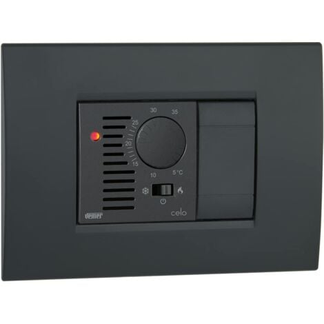 Termostato da Incasso (2 moduli) con Manopola per Caldaia Alimentazione 230V Vemer VE789400 Celo