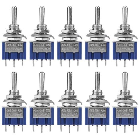 Ej.Life 10Pcs Mini Interrupteur à Bascule 6A 125VAC, Interrupteur à 3 ...