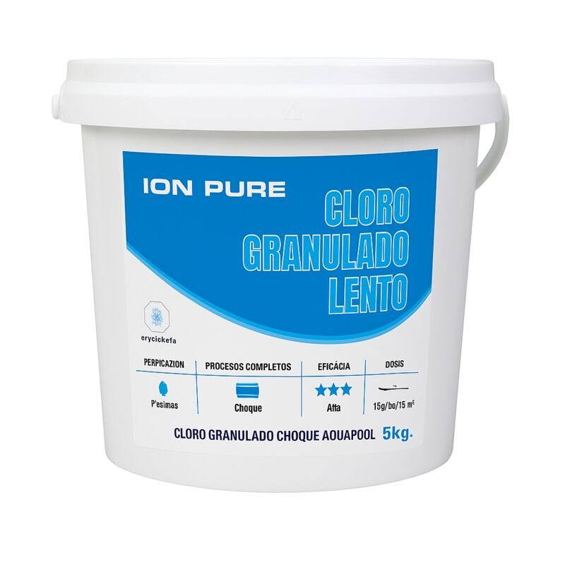Cloro granulado lento ION PURE 5 kg – Mantenimiento constante del agua ...