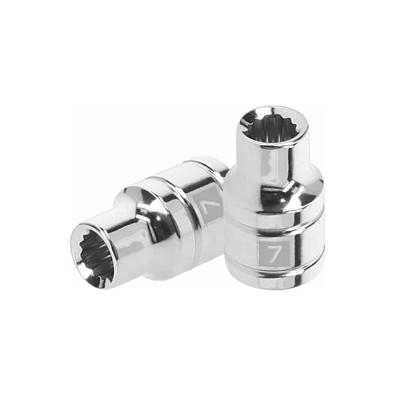 Llave vaso bihexagonal, cuadro 3/8" - 7 mm
