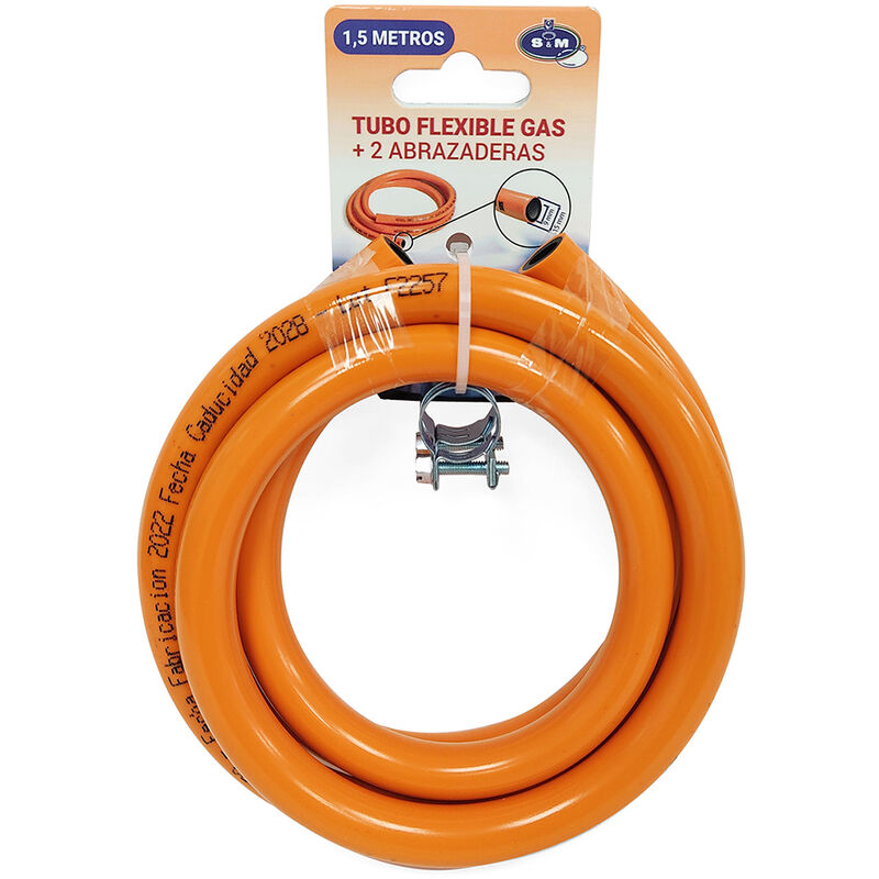 Kit gas butano con abrazaderas - Ø 9x15 mm - 1,5 m
