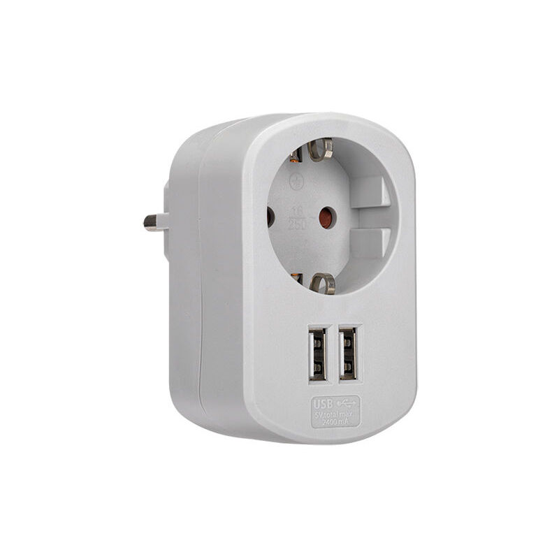 ADAPTADOR COMBI 16A + 2USB2,4A GR SIMON
