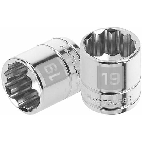 Llave vaso bihexagonal, cuadro 3/8" - 19 mm
