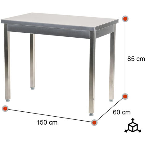 Romux® Mesa de Acero Inoxidable Hostelería Central sin Estante 1500x600x850 mm Desmontable Mesa ...