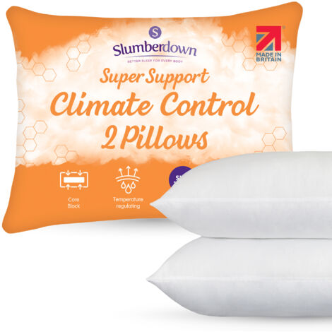 Slumberdown Climate Control Super Support Pillow, Firm Suppport, 2 Pack
