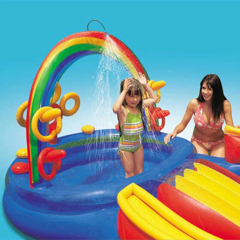 Pool Aufblasbar Rainbow Ring Play Center 297x193 x135 cm INTEX