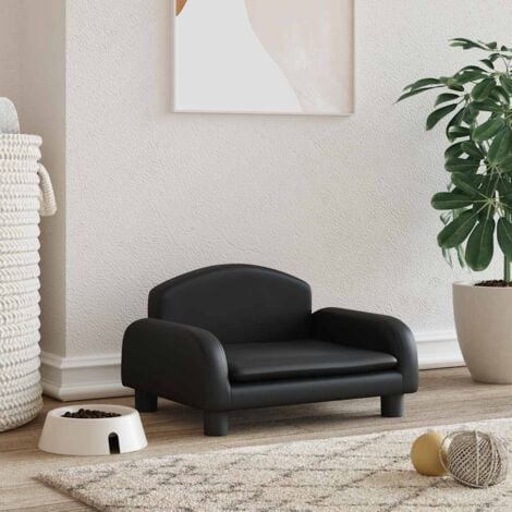 Hundebett Schwarz 50x40x30 cm Kunstleder vidaXL