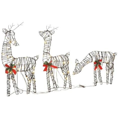 LED-Rentier-Familie 90 LEDs Warmweiß Rattan vidaXL