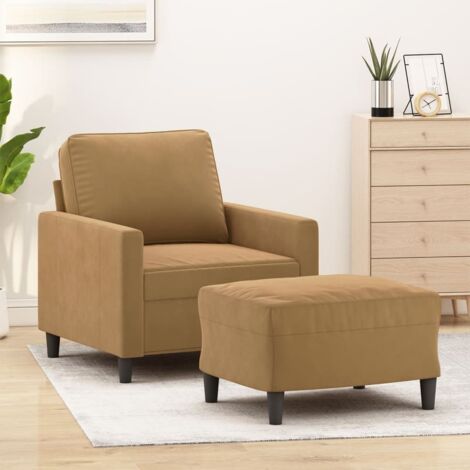 Sessel mit Hocker Braun 60 cm Samt vidaXL