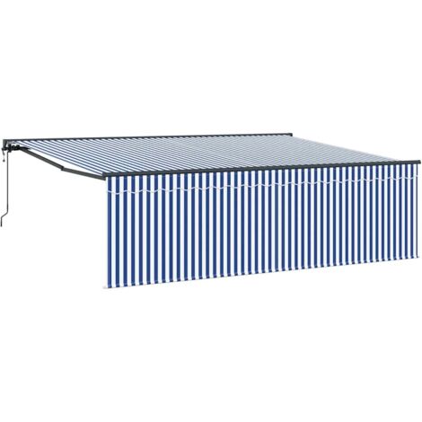 Einziehbare Markise Blau und weiß 450 × 300 cm Stoff vidaXL