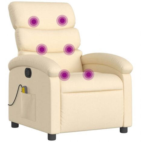 Massage-Relaxsessel, cremefarbener Stoff vidaXL