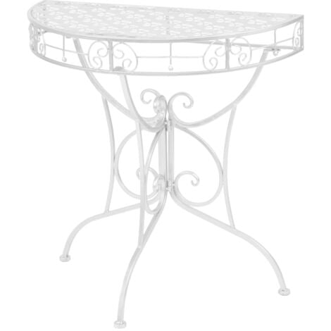 Side Table Vintage Style Half Round Metal 72x36x74 cm Silver vidaXL