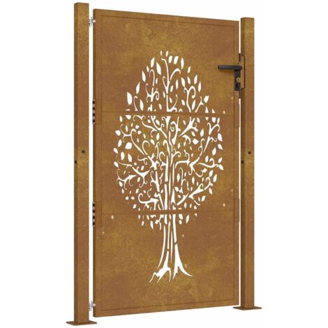 Garden Gate 100x150 cm Corten Steel Tree Design vidaXL