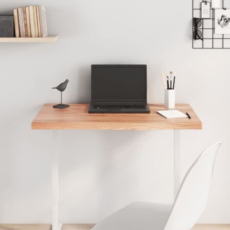 Table Top Light Brown 80x40x(2-4) cm Treated Solid Wood Oak vidaXL