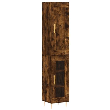 Highboard Smoked Oak 34.5x34x180 cm Engineered Wood vidaXL