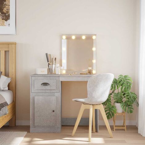Dressing Table with LED Lights Concrete Grey 90x42x132.5 cm vidaXL