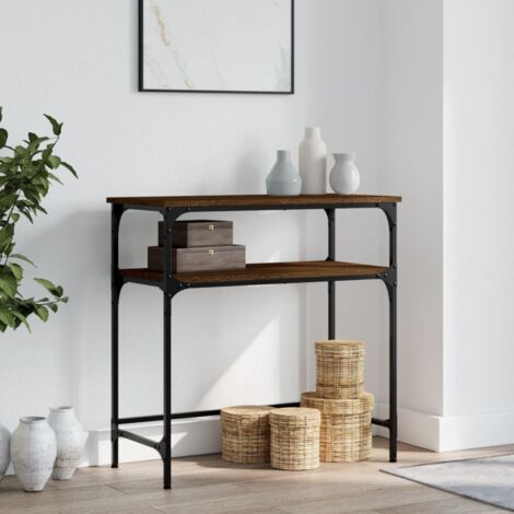 Console Table Brown Oak 75x35.5x75 cm Engineered Wood vidaXL