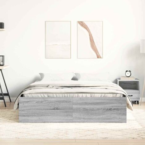 Bed Frame without Mattress Grey Sonoma 160x200 cm vidaXL