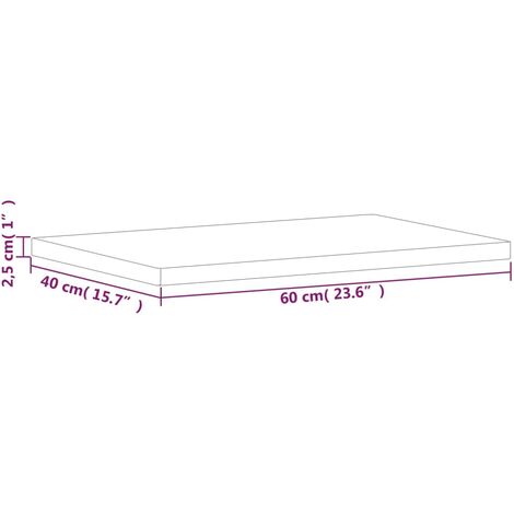 Table Top 60x40x2.5 cm Rectangular Solid Wood Beech vidaXL