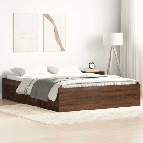 Bed Frame without Mattress Brown Oak 135x190 cm Double Double vidaXL