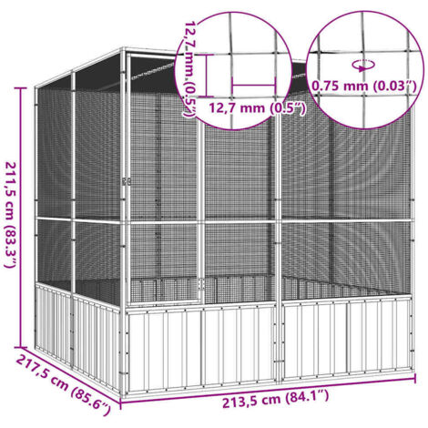 Bird Cage Anthracite 213.5x217.5x211.5 cm Galvanised Steel vidaXL