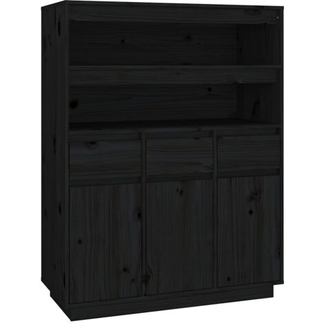 Highboard Black 89x40x116.5 cm Solid Wood Pine vidaXL