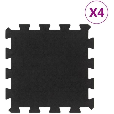 Rubber Floor Tiles 4 pcs Black 16 mm 30x30 cm vidaXL