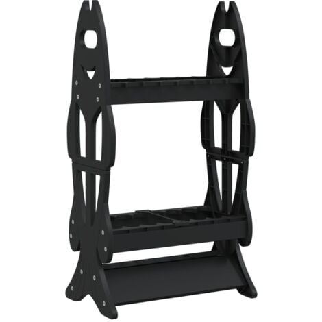 Fishing Rod Rack for 16 Rods Black vidaXL