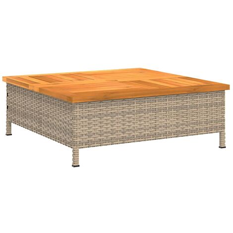 Parasol Base Cover Beige 70x70x25 cm Poly Rattan and Acacia vidaXL