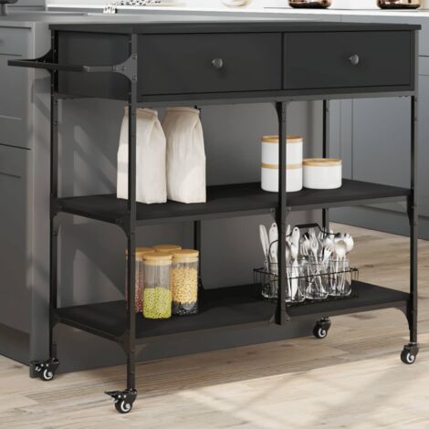 Kitchen Trolley Black 105x42x95 cm Engineered Wood vidaXL